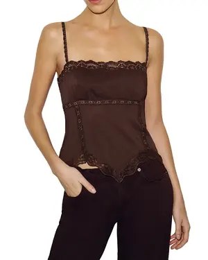REFORMATION Apricot Lace Inset Top - Cafe