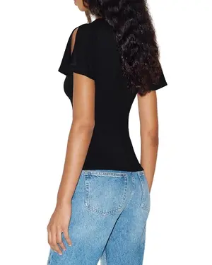 REFORMATION Cosette Knit Flutter Sleeve Top - Black