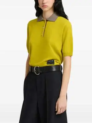 Marni Yellow Cashmere Polo Shirt With Contrasting Collar - Multicolor