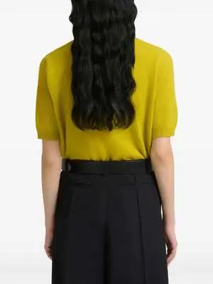 Marni Yellow Cashmere Polo Shirt With Contrasting Collar - Multicolor