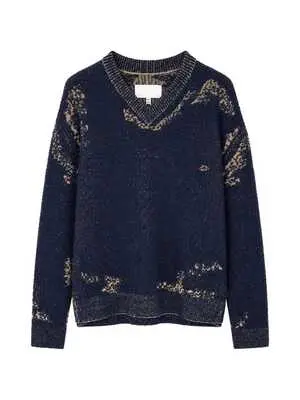 MAISON MARGIELA V-neck Sweater - Blue