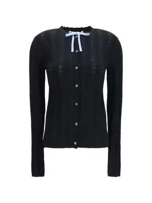 Marni Textured Knit Cardigan With Bow Detail
