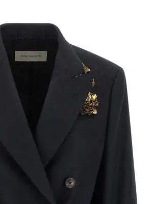 Dries Van Noten Embroidered Double-breasted Blazer - Blue
