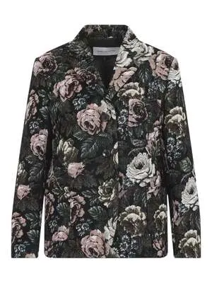 Dries Van Noten Single-breasted Jacquard Coat - Black