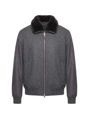 MONTECORE Faux-fur Collar Bomber Jacket - Gray