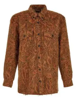 Dries Van Noten Shaggy Jacquard Shirt With Fringe - Red