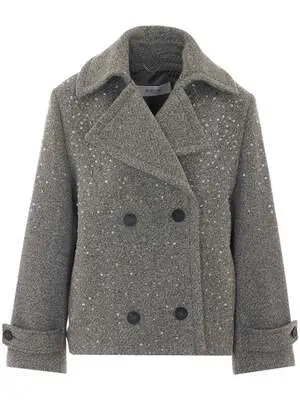GOLDEN GOOSE Mini Cropped Wool Jacket With Notched Lapels