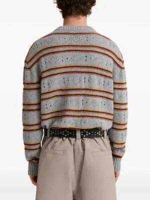 Marni Grey Cashmere Open-knit Sweater