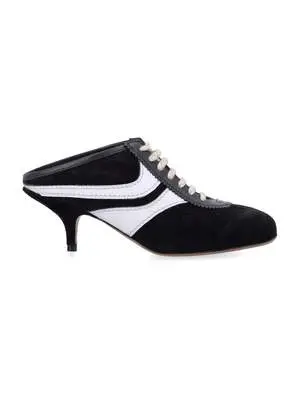 Dries Van Noten Dries Van Noten Leather Lace-Up Kitten Heel Mule Nero