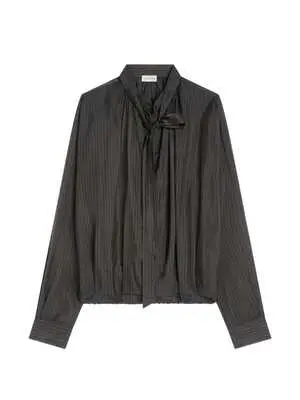 Dries Van Noten Cupro Blouse With Drawstring - Brown