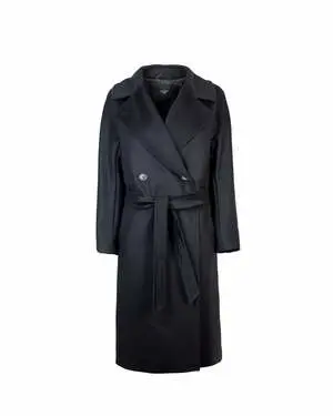 Max Mara Double-breasted Belted Wool Wrap Coat - Nero