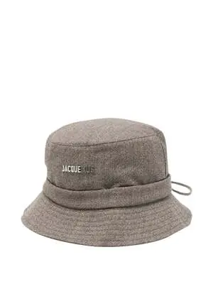 Jacquemus Embroidered Logo Mini Bucket Hat In Cotton For - Brown