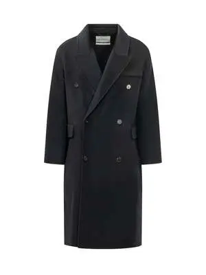 AMARANTO Overcoat With Draped Profile - Navy