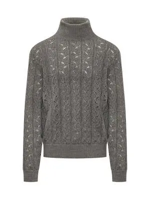 AMARANTO Turtleneck Knit Sweater - Alluminio