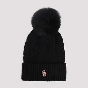 Moncler Wool Beanie Hat - Black