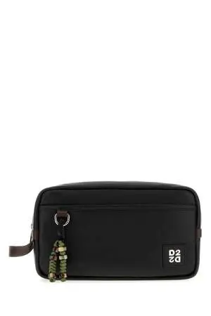 Dsquared2 Mini Leather Upside Down Beauty Case Handbag - Black