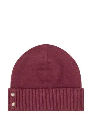 Ralph Lauren Crest Knit Beanie Hat - Dark Garnet