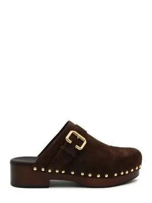 Chloé Classic Platform Clogs With Wood Wedge 1-inch Height