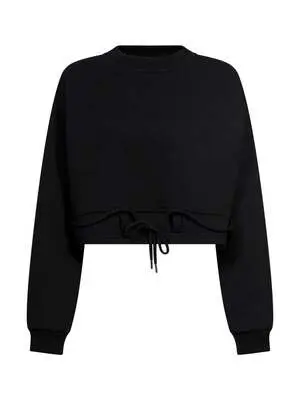 Dries Van Noten Drawstring Crew-neck Cropped Sweatshirt - Black