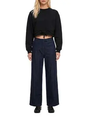 Dries Van Noten Drawstring Crew-neck Cropped Sweatshirt