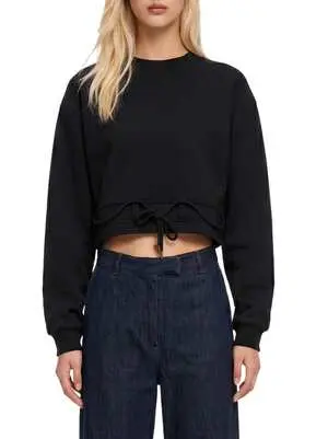 Dries Van Noten Drawstring Crew-neck Cropped Sweatshirt