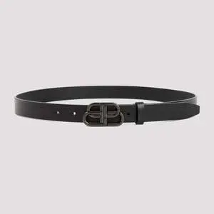 Balenciaga Leather Bb Belt - Black