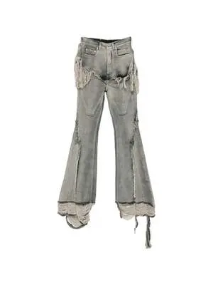 Rick Owens Fringed Flared Jeans - Gray