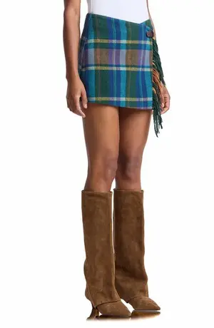 Avec Les Filles Asymmetric Wrap Miniskirt