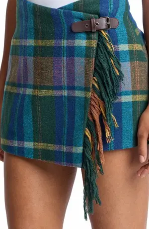 Avec Les Filles Asymmetric Wrap Miniskirt