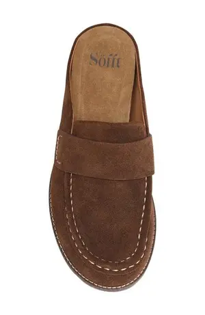 SOFFT Alicia Leather Flat Mule - Rich Brown