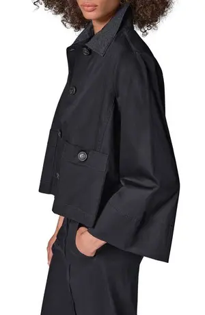 Donna Karan New York Twill Bell Sleeve Trapeze Shirtjacket - Black