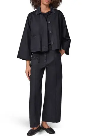Donna Karan New York Twill Bell Sleeve Trapeze Shirtjacket - Black