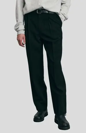 DUNST Pleated Semi Wide Slacks - Black