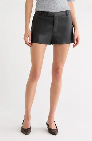WAYF Angelina Faux Leather Shorts - Black