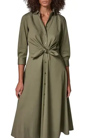 Donna Karan New York Poplin Tie Front Shirtdress
