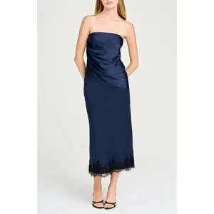 WAYF Vienna Strapless Top - Navy