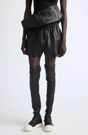 Rick Owens Crater Leather Shorts - Black