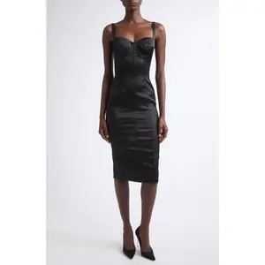 Dolce & Gabbana Satin Bustier Midi Dress - Nero