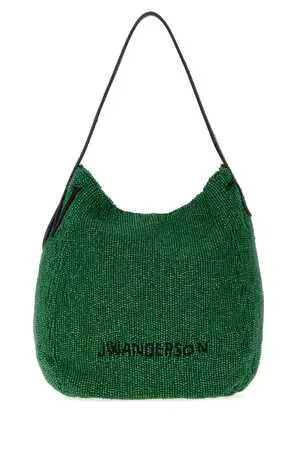 JW Anderson Embellished Fabric Small Bulb Bucket Bag - Green