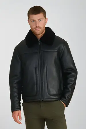 FURNIQ UK Landon Leather Shearling Jacket