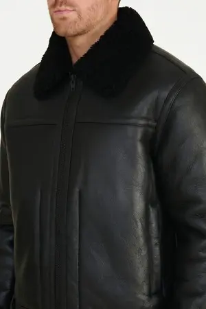 FURNIQ UK Landon Leather Shearling Jacket