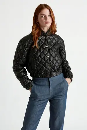FURNIQ UK Aveline Quilted Leather Jacket