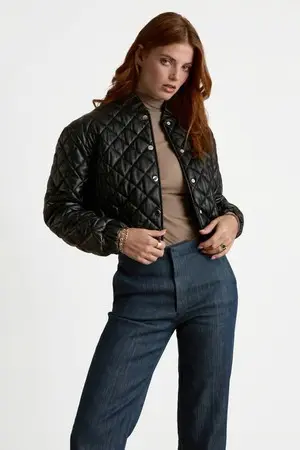 FURNIQ UK Aveline Quilted Leather Jacket