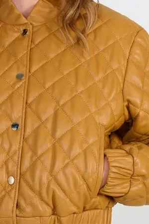 FURNIQ UK Aveline Quilted Leather Jacket - Caramel