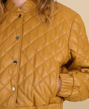 FURNIQ UK Aveline Quilted Leather Jacket - Caramel