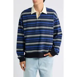 Nn07 David Striped Organic Cotton Long Sleeve Rugby Shirt - Navy Stripe