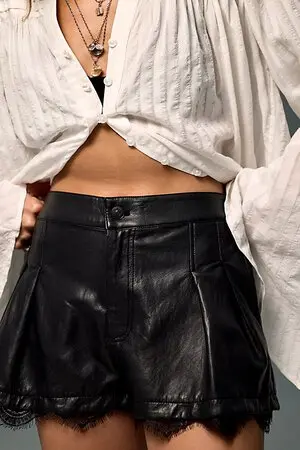 Free People After Dark Vegan Leather Shorts - Black