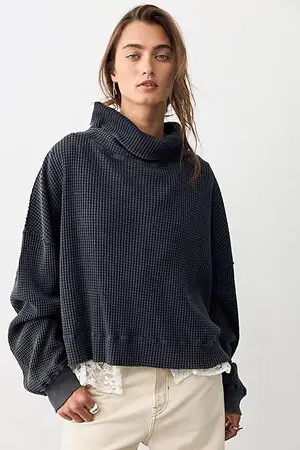 Free People We The Free Connor Turtleneck Top Black