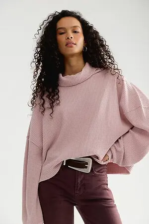 Free People We The Free Connor Turtleneck Top - Washed Lilac