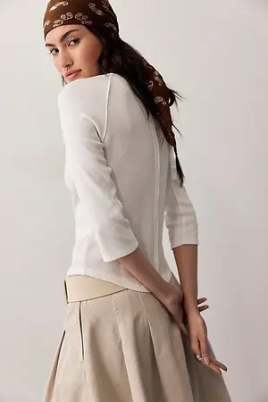 Free People We The Free Easy Does It Three-quarter Sleeve Top - Clean Ivory